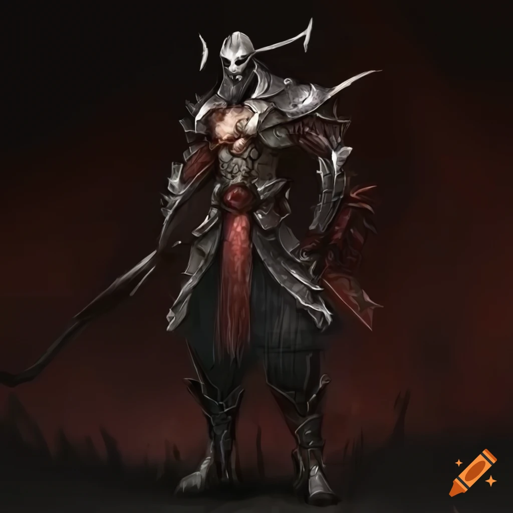 Dark fantasy Asian elite warrior resembling a ronin in full body armor ...