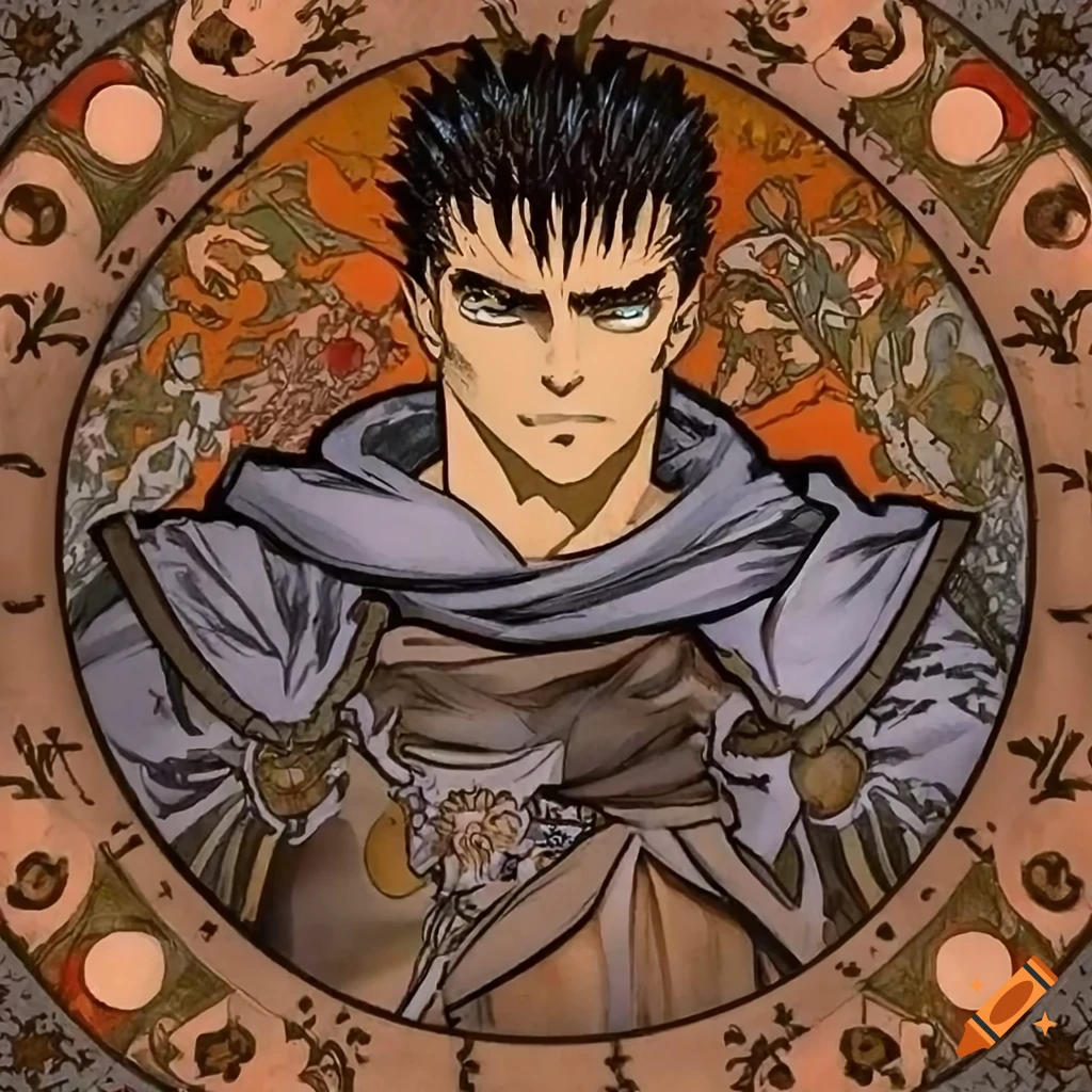 Illustration of guts from berserk in art nouveau style by alphonse ...