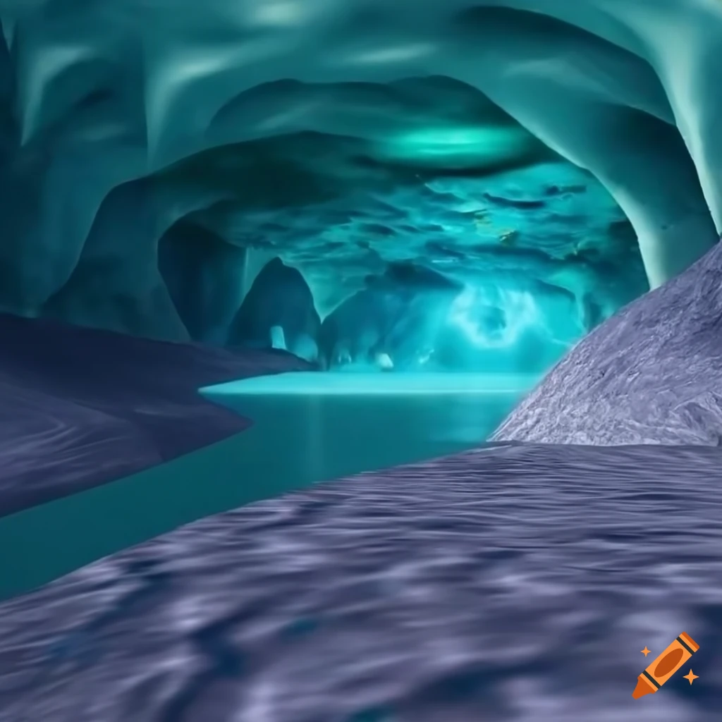 Landscape of cave formations and dripping water in super mario 64 world ...