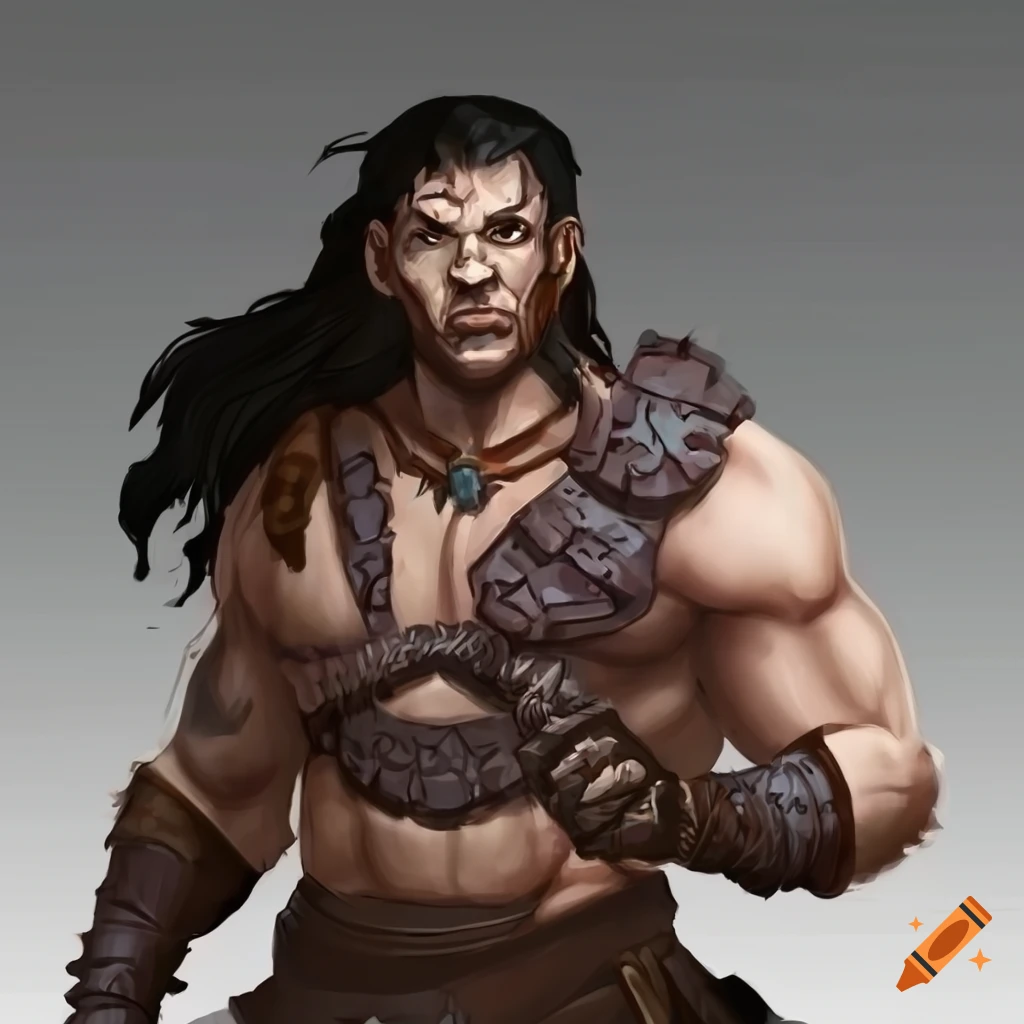 Evil human barbarian male with greataxe in a dungeons and dragons ...