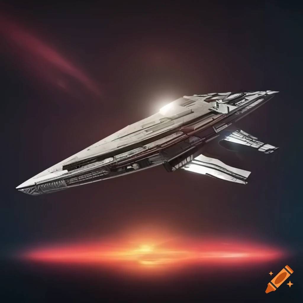 Futuristic space sailing ship between interstellar planets and stars on ...