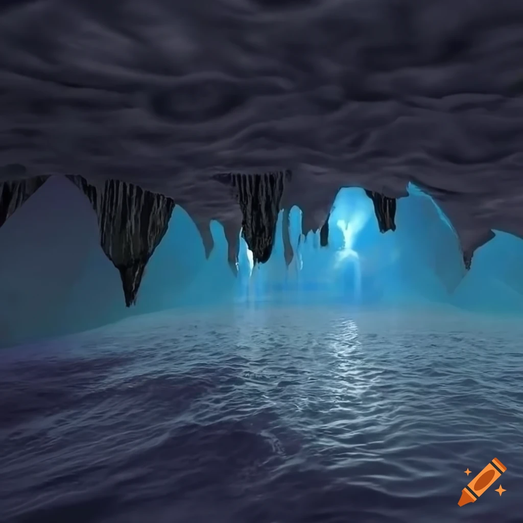 Landscape of cave formations and dripping water in super mario 64 world ...