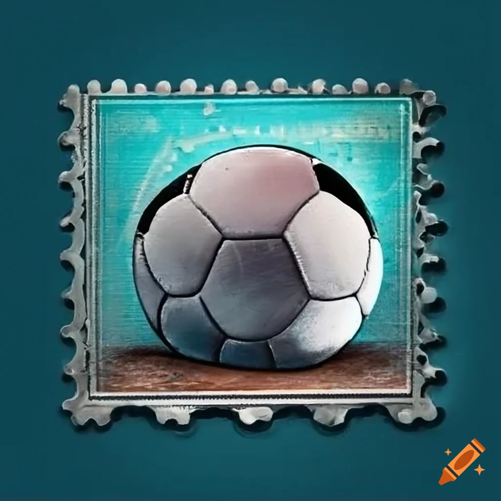 Soccer picture on a postage stamp on Craiyon