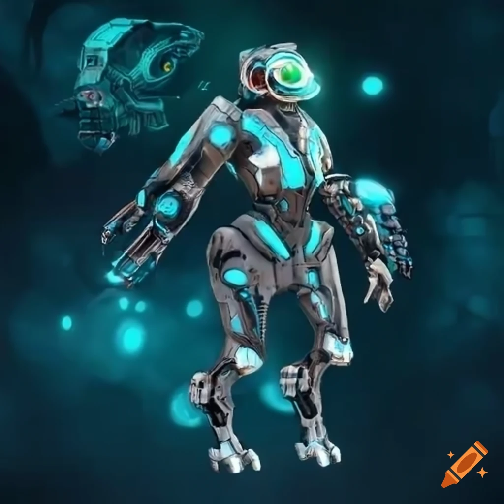 Sleek and powerful mech with an athletic female lead gearing up in the ...