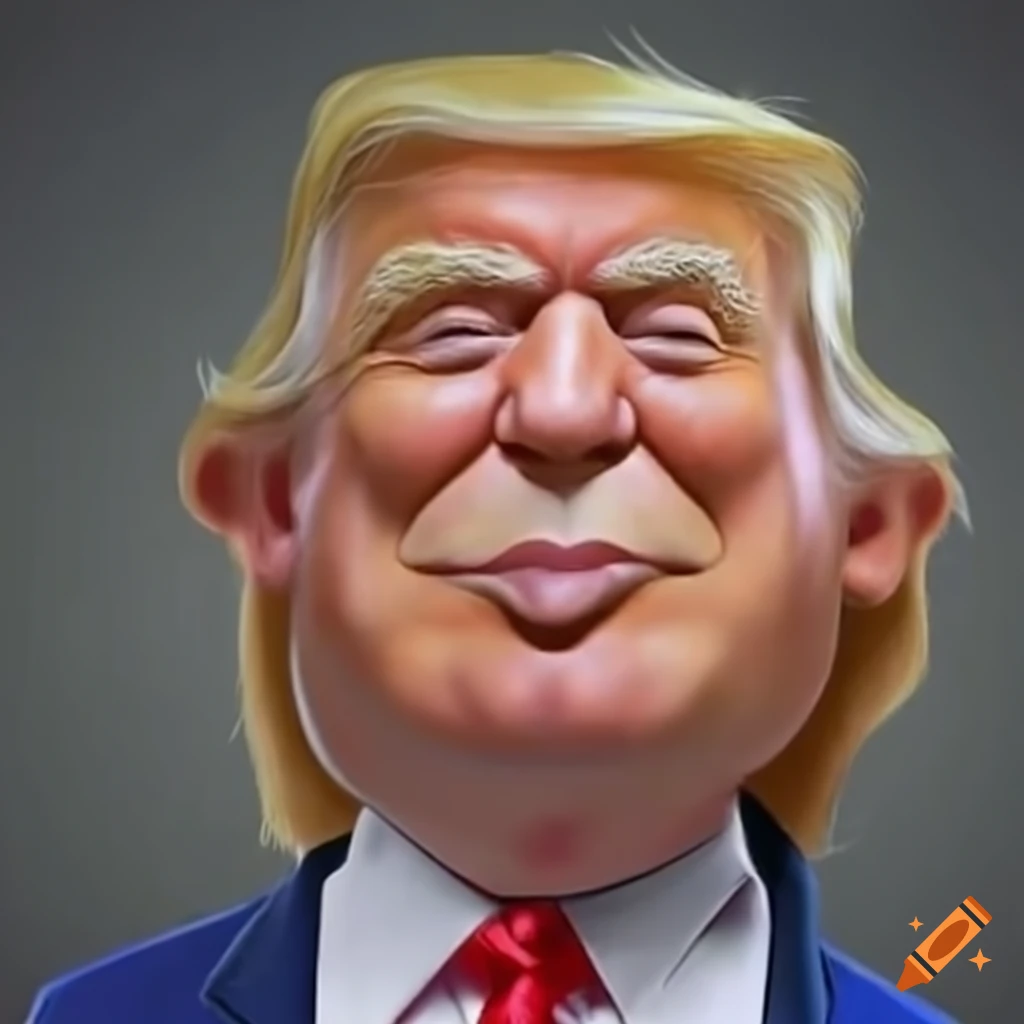 Cartoon caricature of a public figure on Craiyon