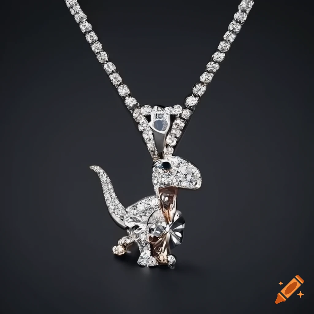 Delicate and expensive diamond dino necklace on Craiyon