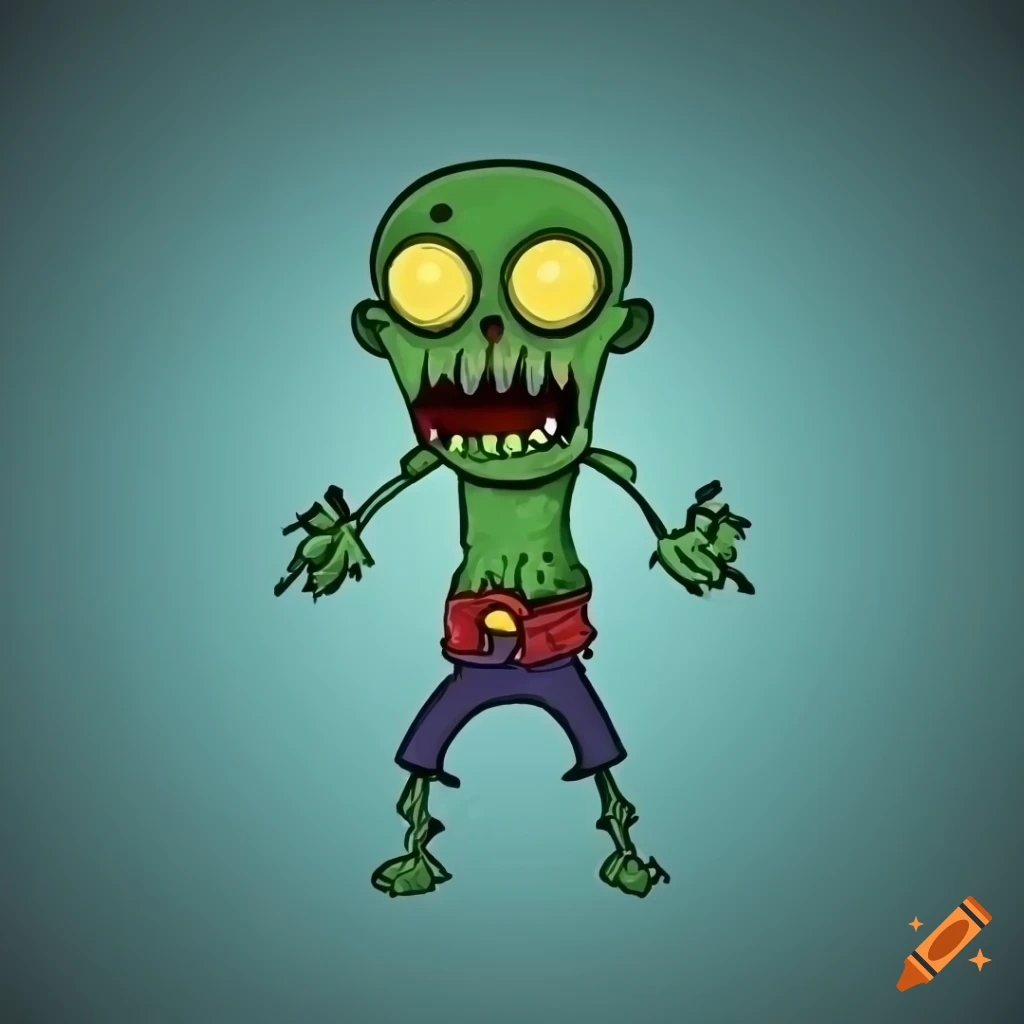 Minimalistic cartoon zombie character for game design on Craiyon