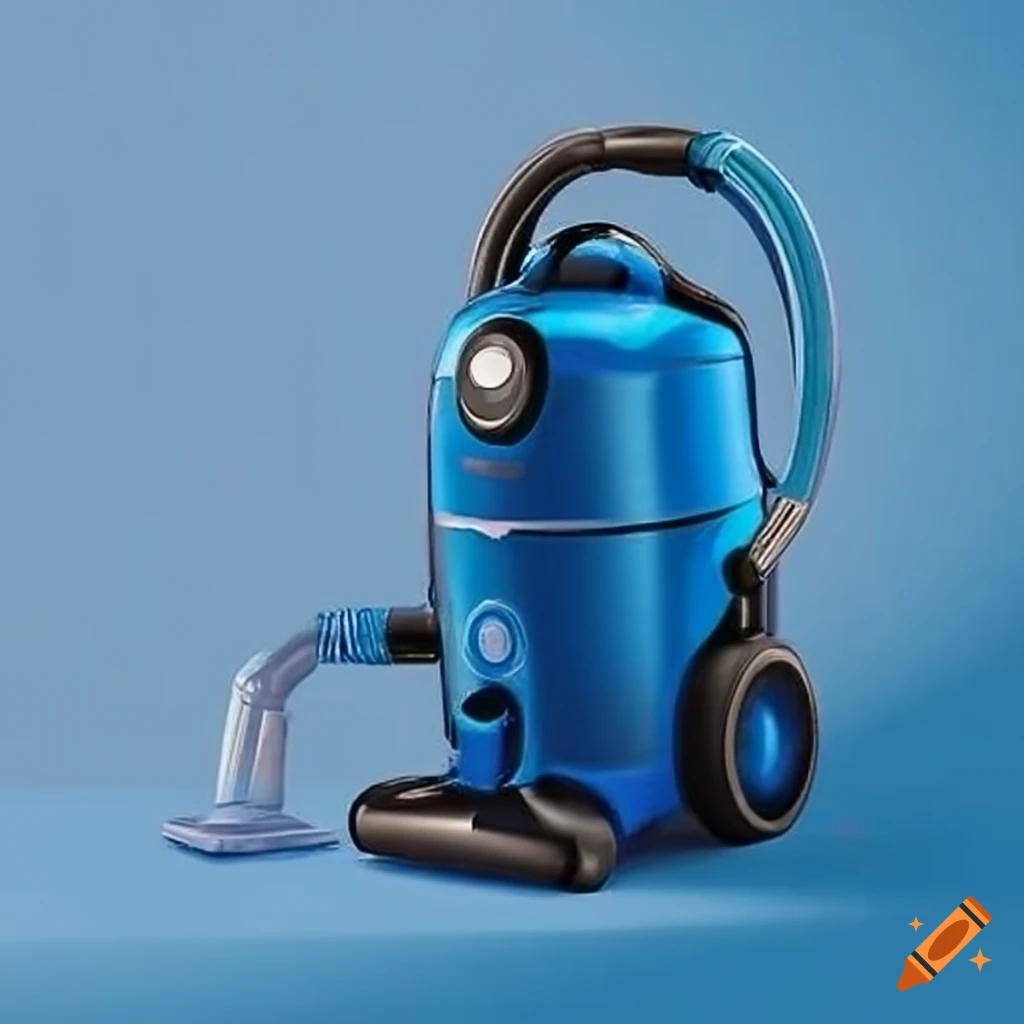 Close-up of a blue vacuum cleaner on Craiyon