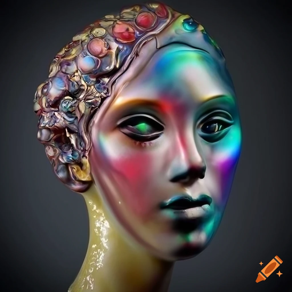 Abstract sculpture in vibrant colors and intricate details on Craiyon