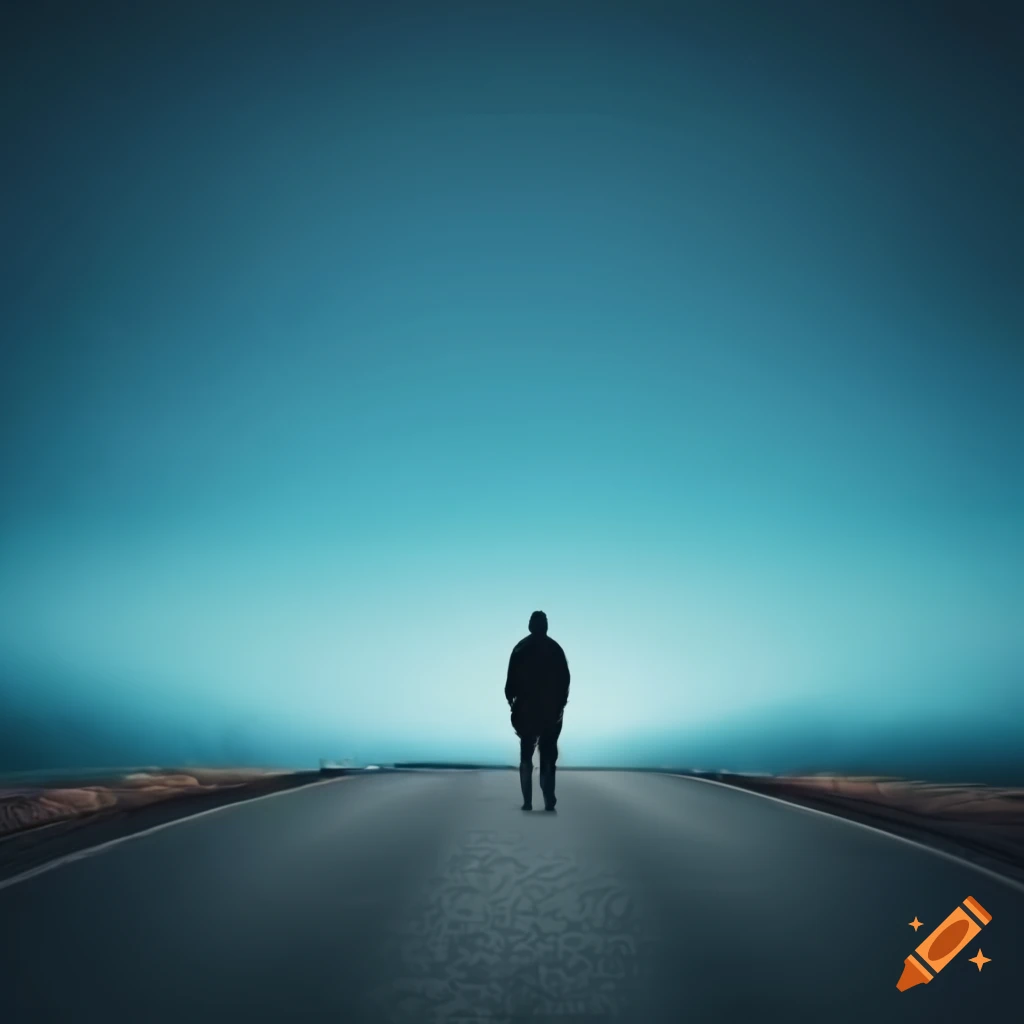 Person standing at a crossroads contemplating the path ahead on Craiyon