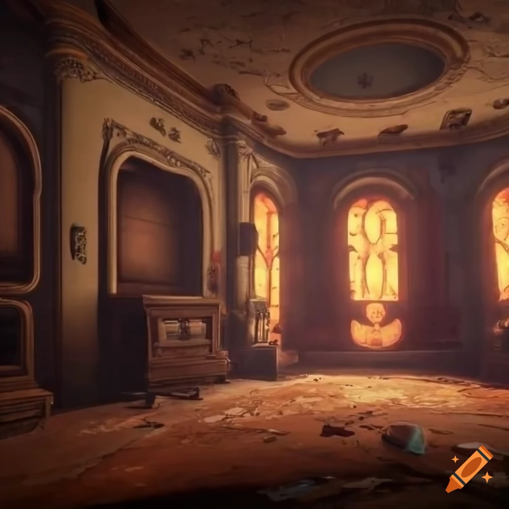 Victorian-themed empty abandoned room in Bioshock Infinite Columbia ...