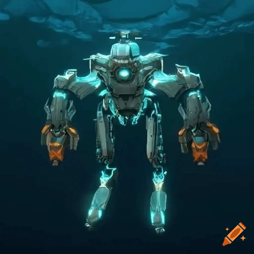 Sleek and powerful mech suit in the subnautica series on Craiyon
