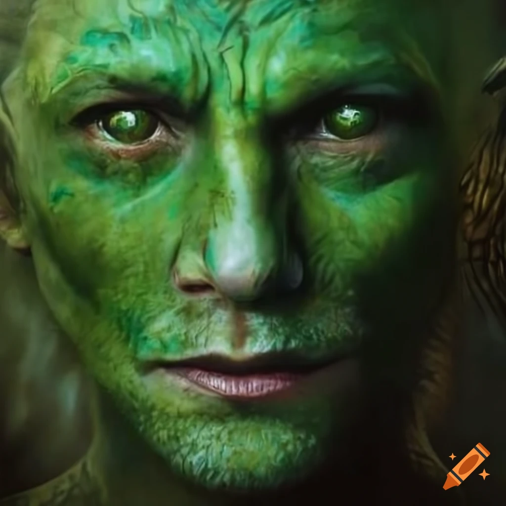 Hyper-realistic portrait of the mythical green man in the woods on Craiyon