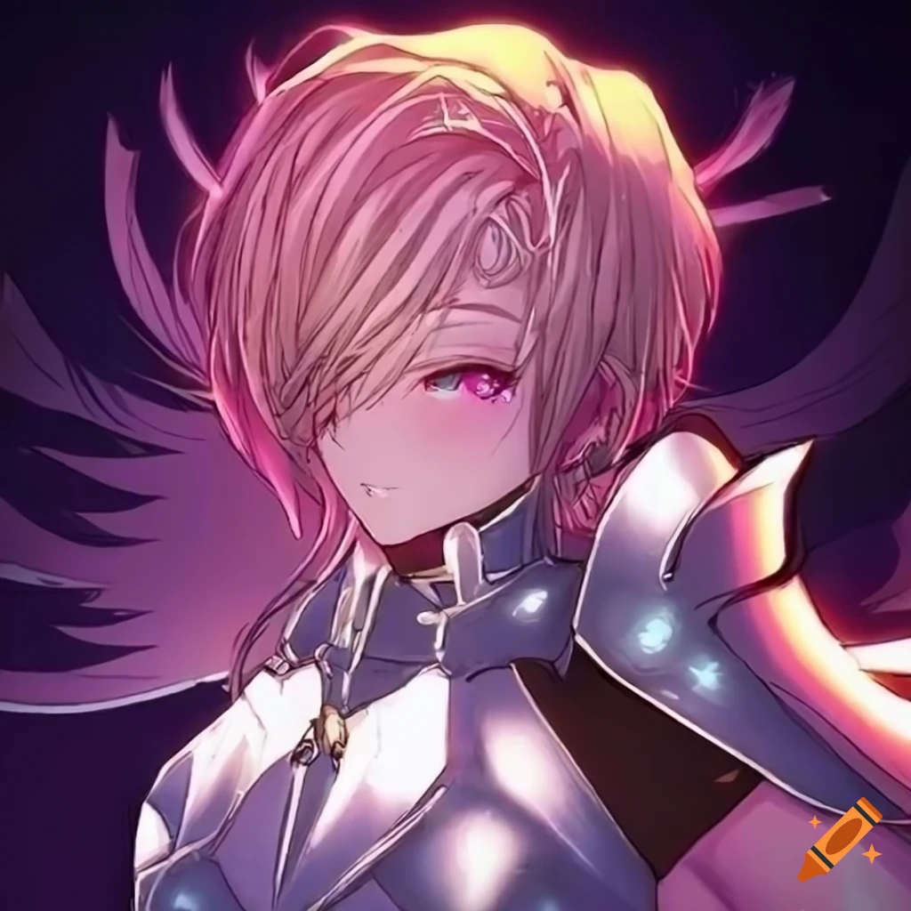 Angel in platinum armor in manga style on Craiyon