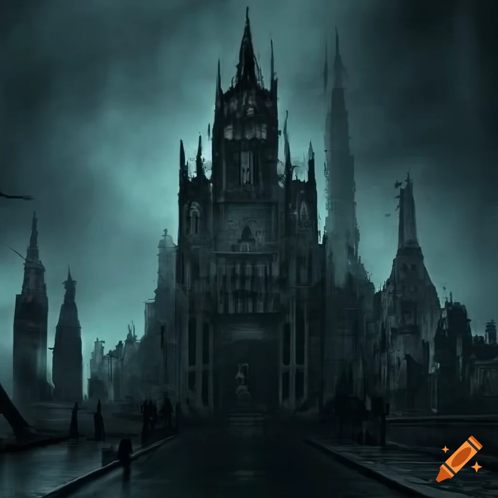 Dark gothic cityscape on Craiyon