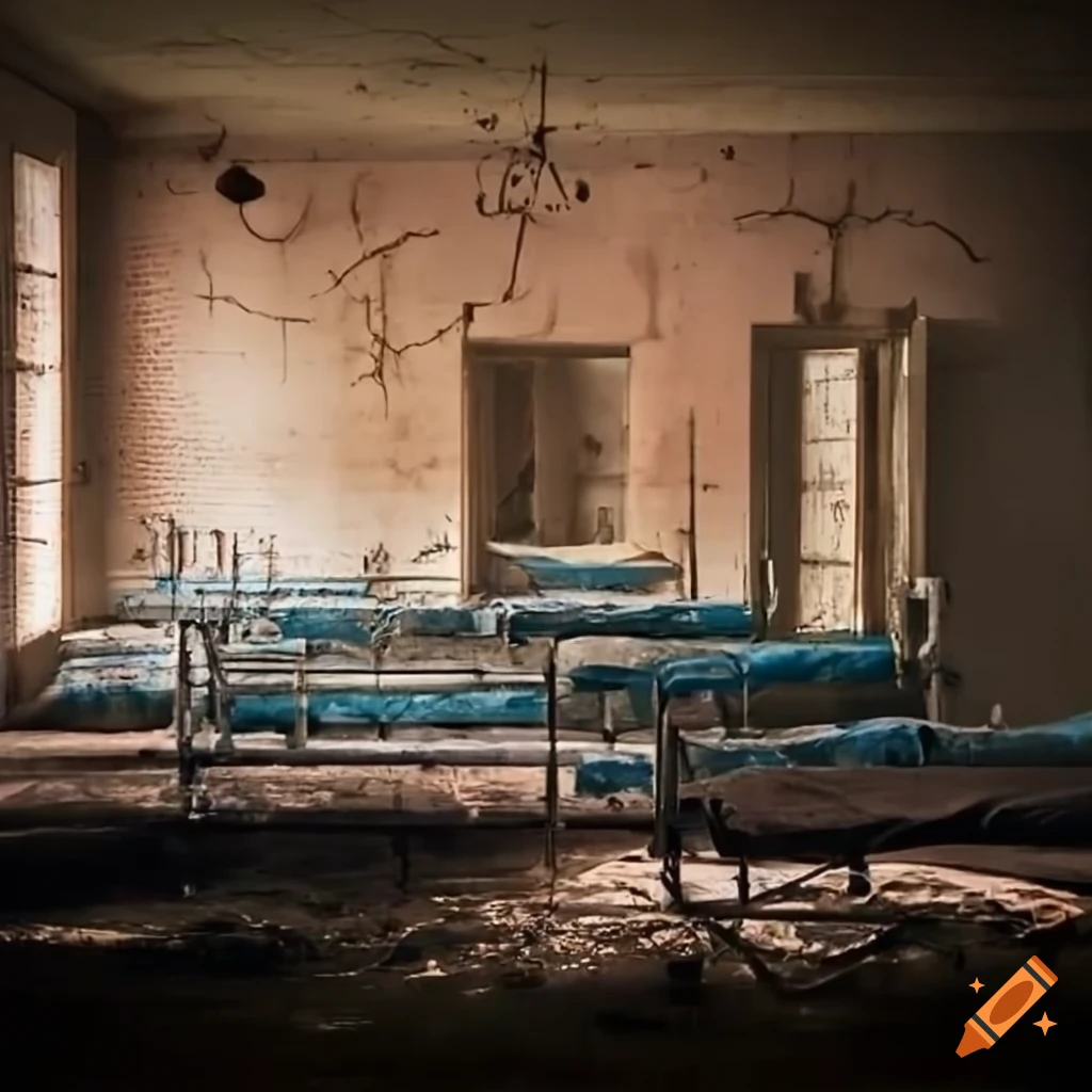 Victorian barrack hospital ward with rows of unsanitary beds in 1800s ...