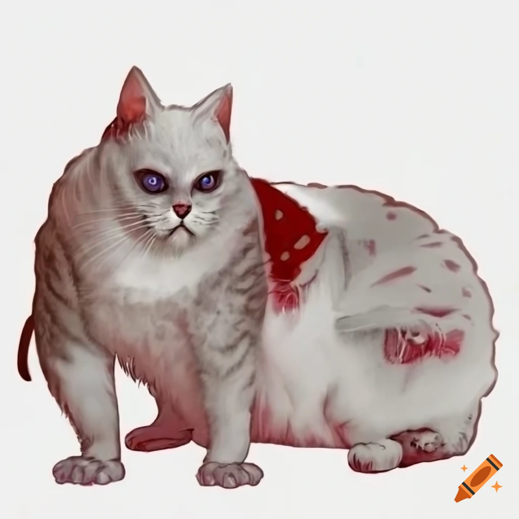 Ragdoll cat infected by blood mosquito parasites in a twisted dark ...