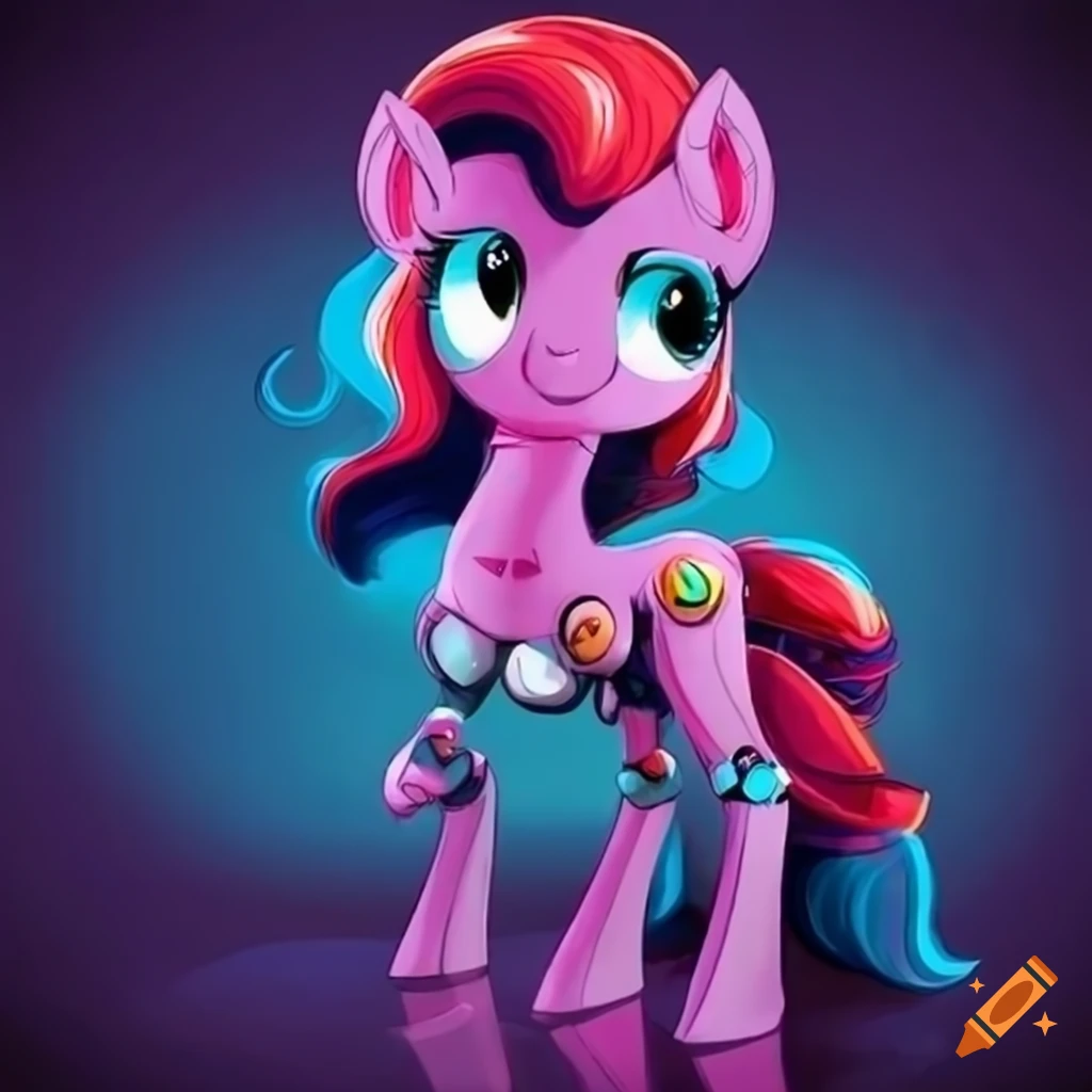 Colorful and detailed artwork of a cute my little pony robot on Craiyon