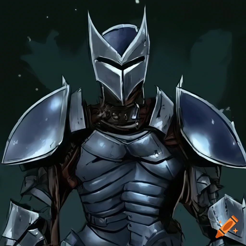 Handsome anime style knight in dark armor and helmet on Craiyon