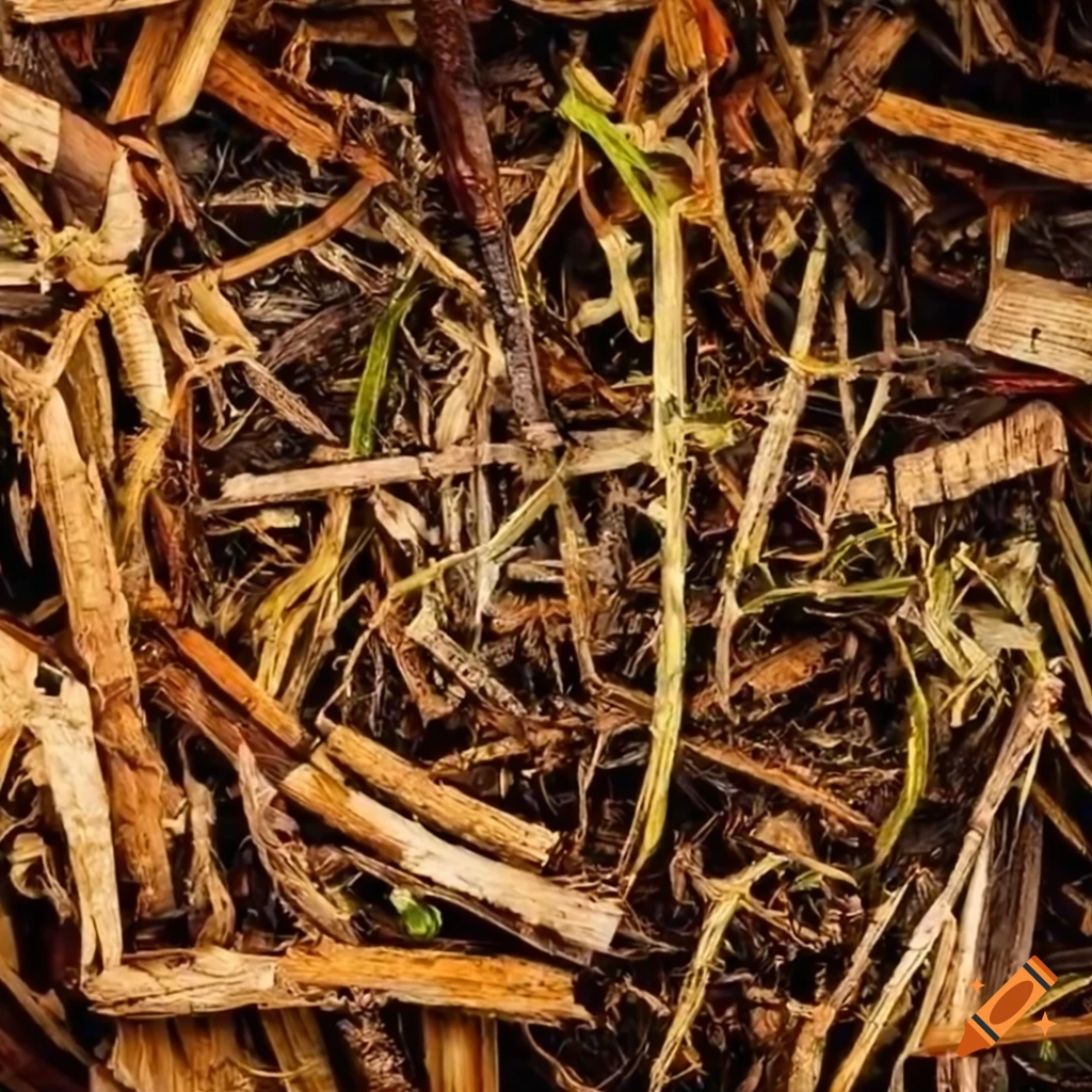 Shredded plants and wood waste in green on Craiyon