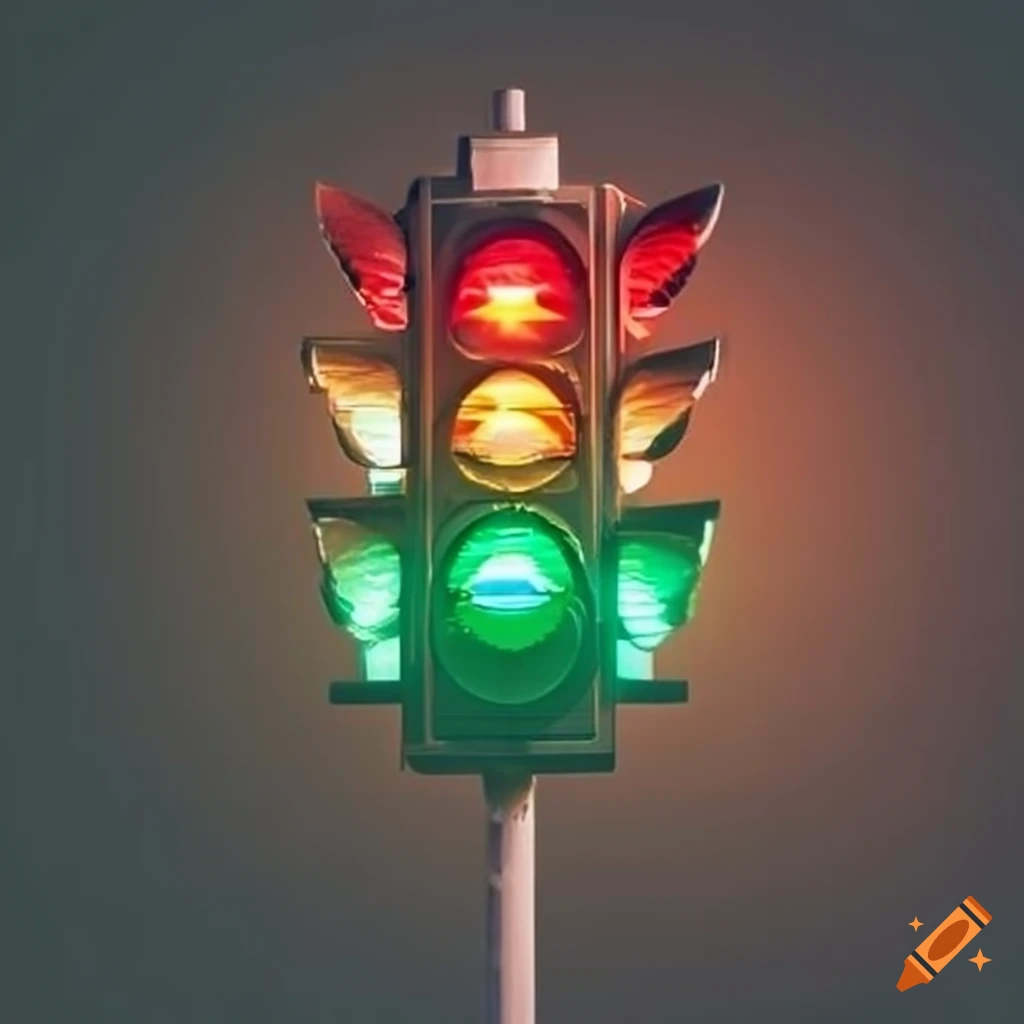 Multiple traffic lights at an intersection on Craiyon