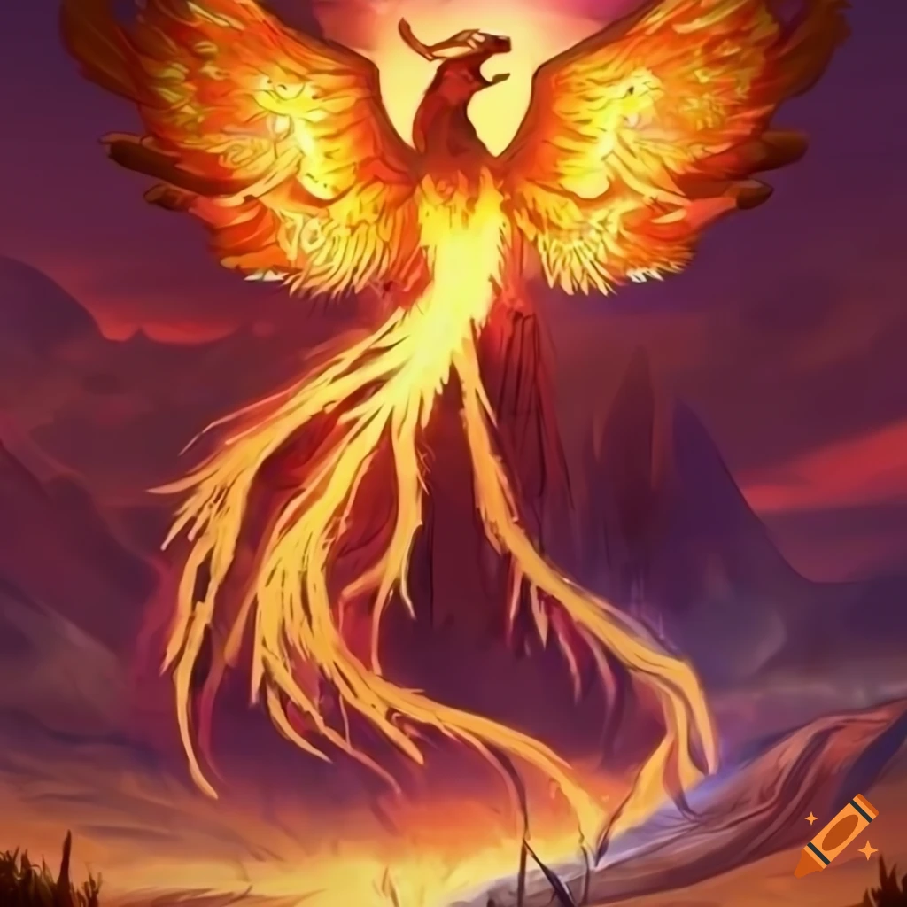 Phoenix in the desert in a fantasy art style on Craiyon