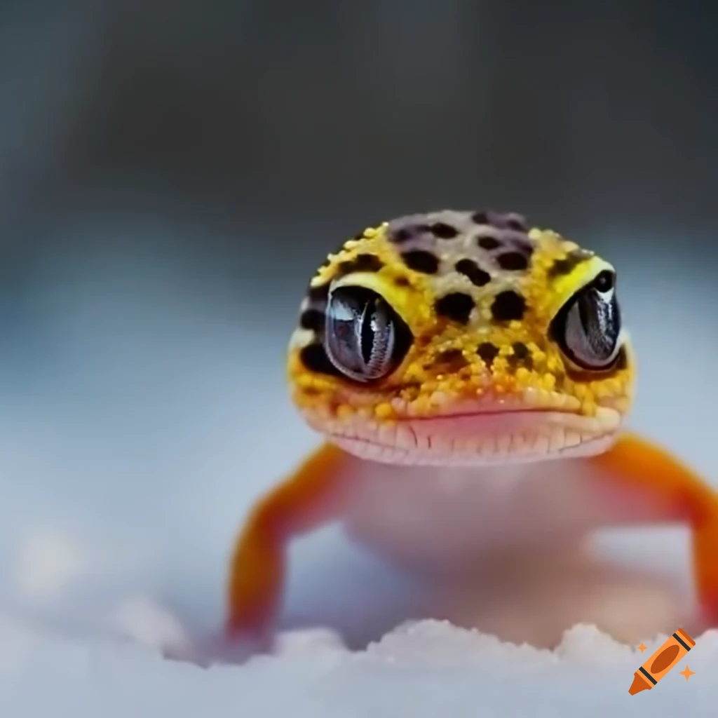 Leopard gecko in the snow on Craiyon