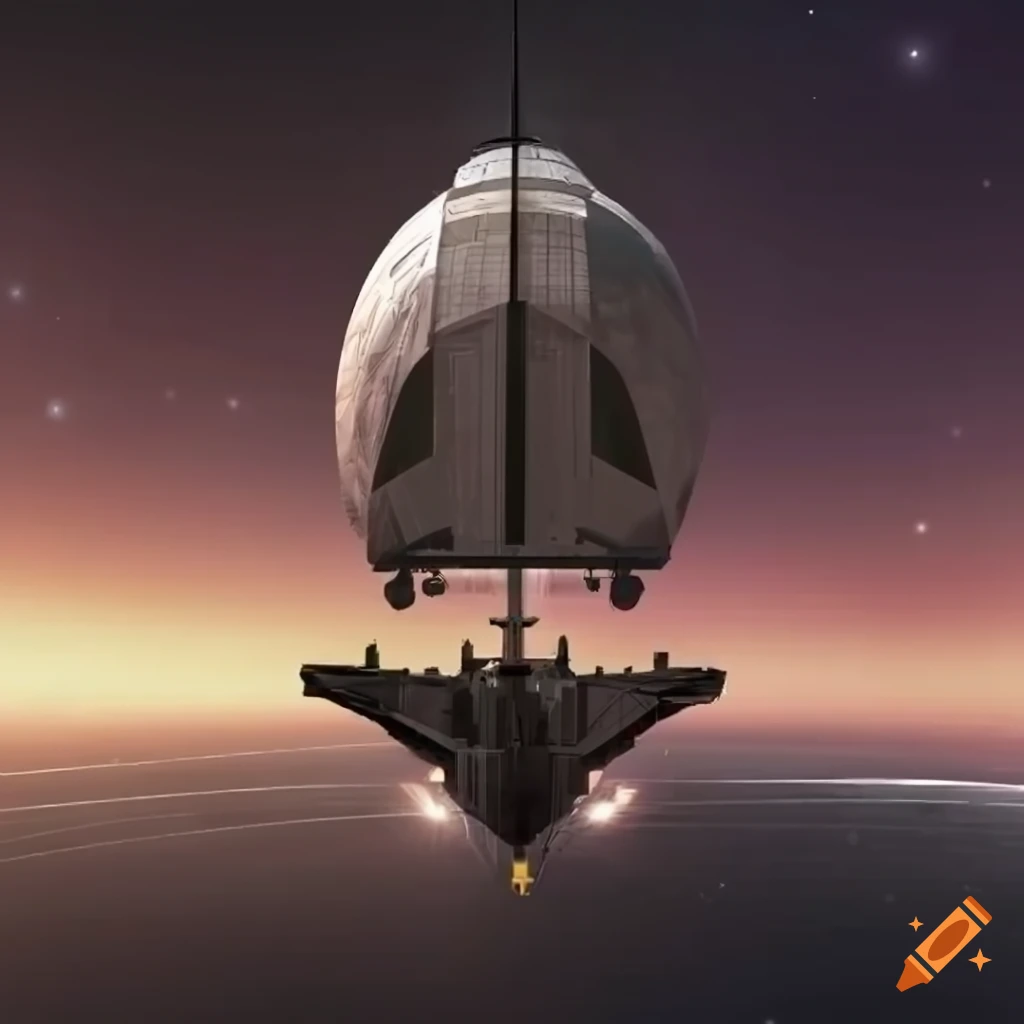 Futuristic space sailing ship between interstellar planets and stars on ...