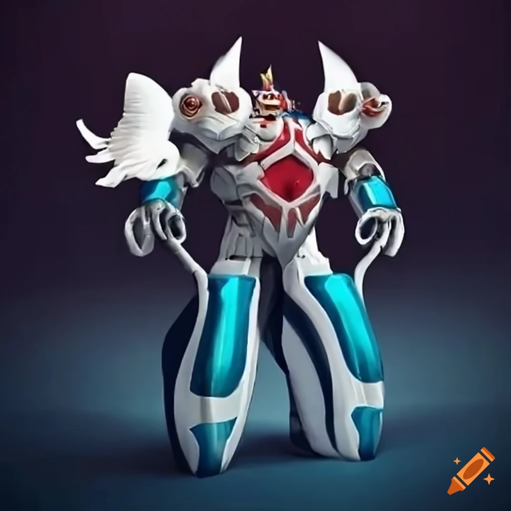 Megazord made of sharks and white doves on Craiyon