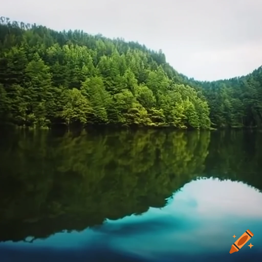 Scenic view of a serene lake on Craiyon