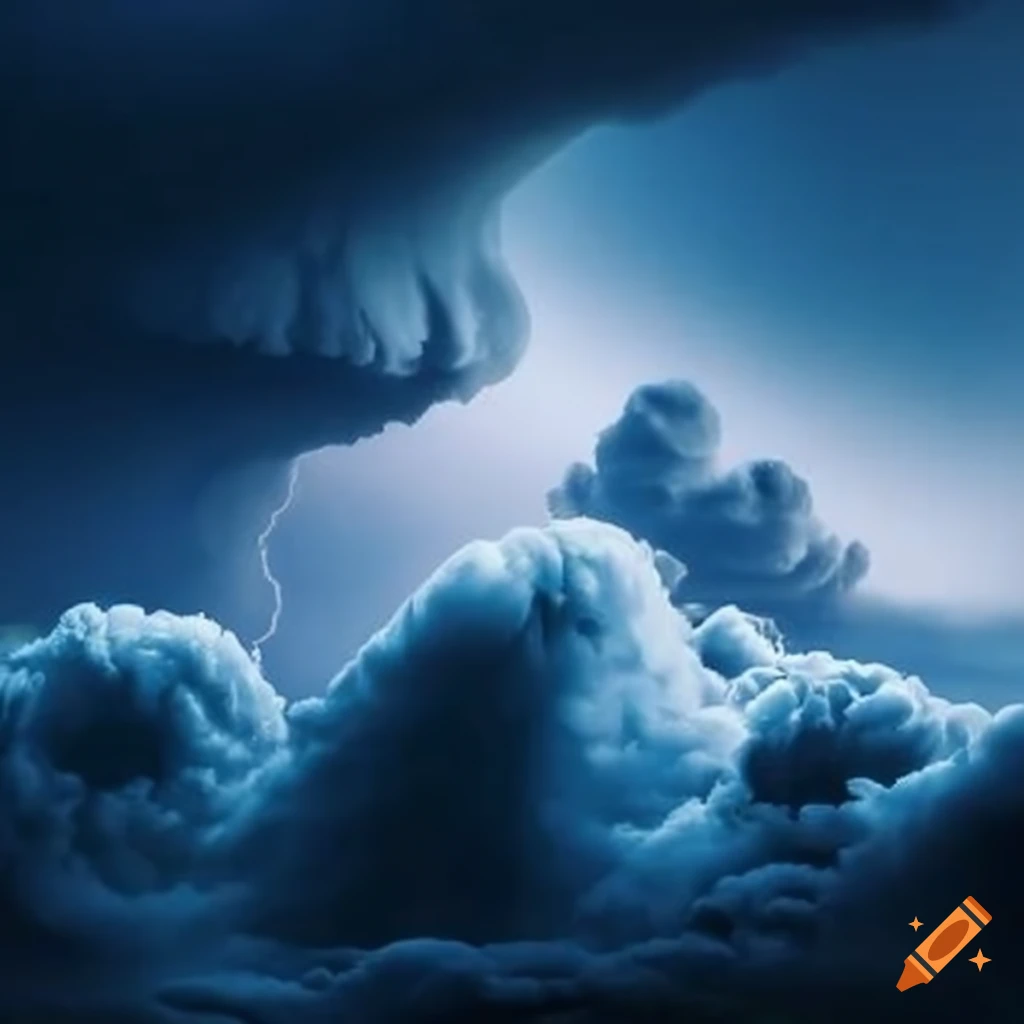 Storm clouds resembling monster faces on Craiyon