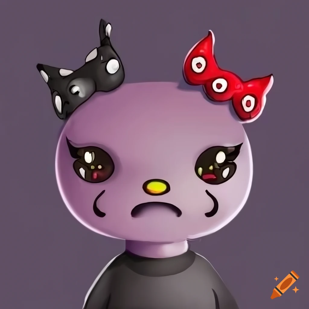 Mischievous hello kitty with horns and fangs in cartoon style on Craiyon