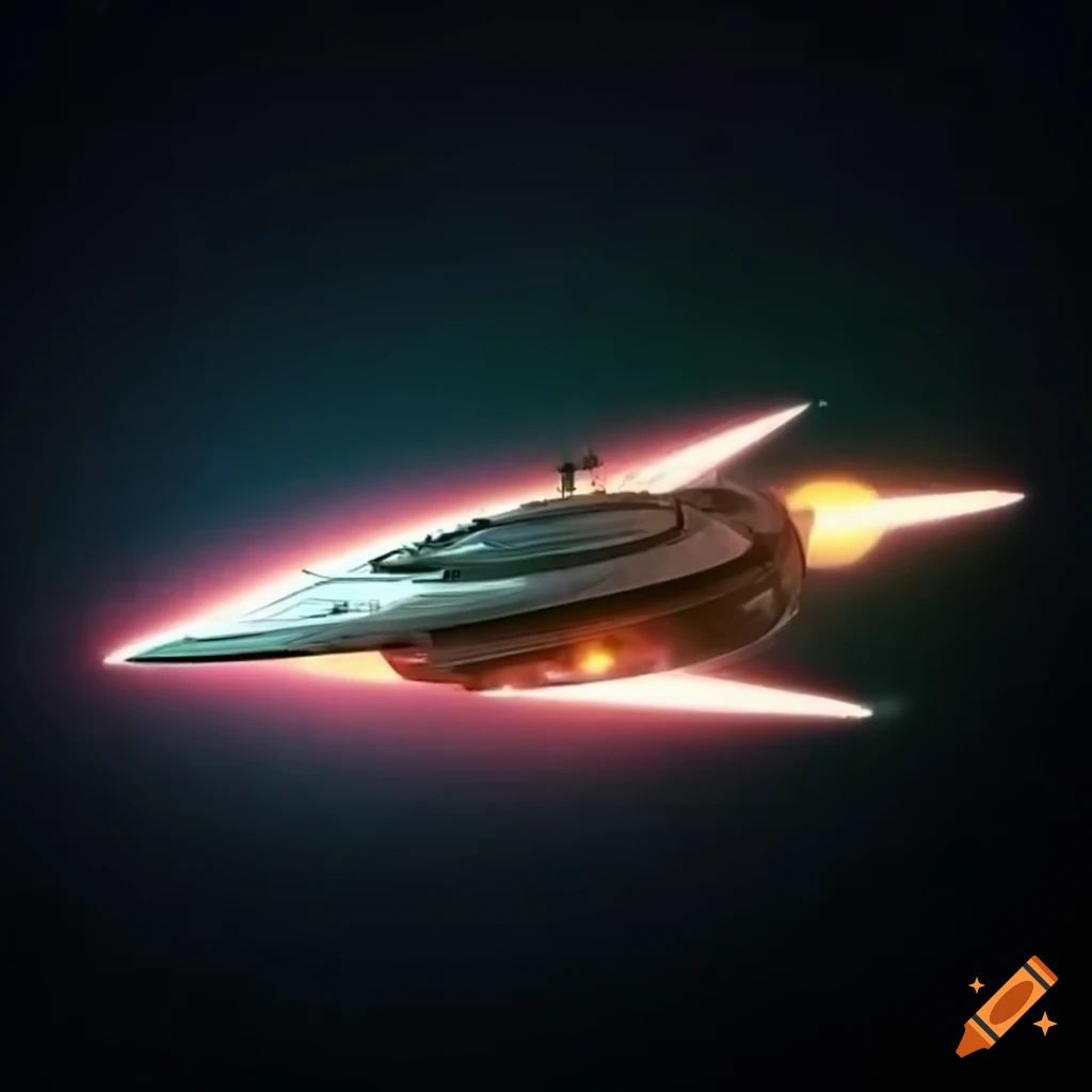 Futuristic space sailing ship between interstellar planets and stars on ...