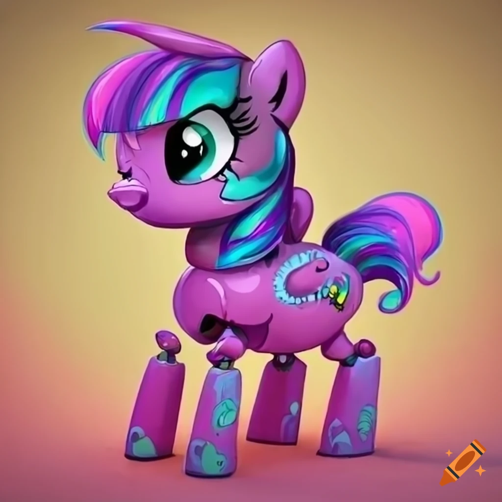 Colorful and detailed artwork of a cute my little pony robot on Craiyon