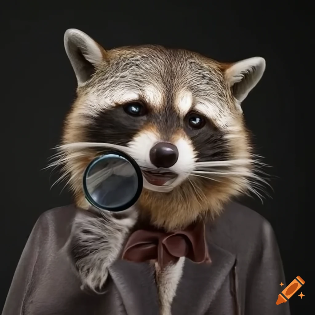 Detective racoon with magnifying glass on Craiyon