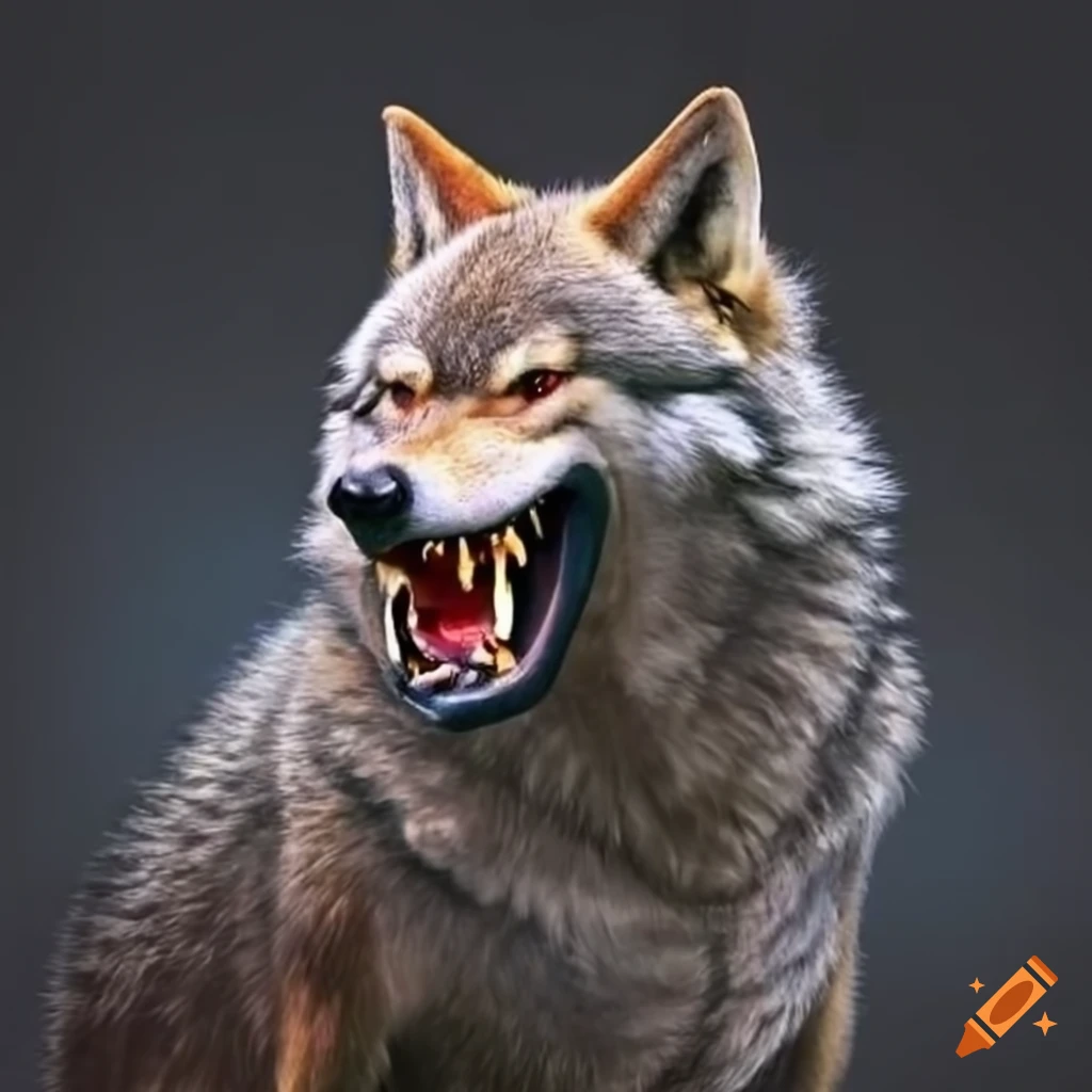 Snarling wolf on Craiyon
