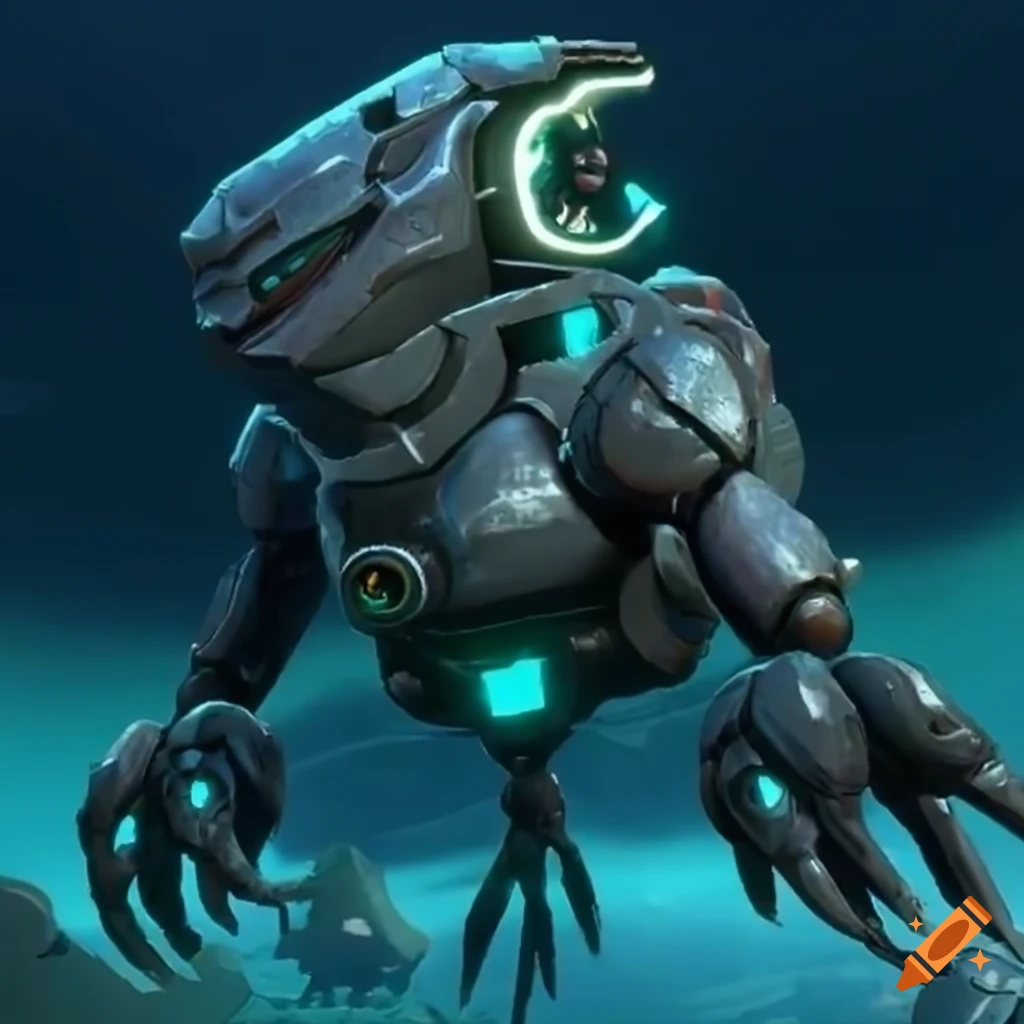Sleek and powerful mech suit in the Subnautica series on Craiyon