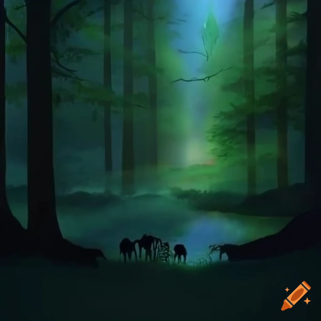 Enchanting forest with a majestic Black Labrador Retriever under the ...