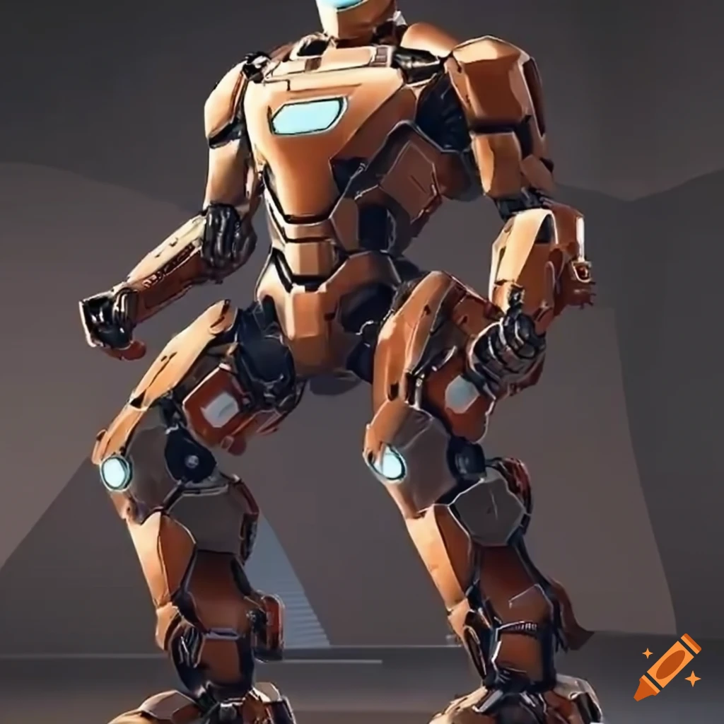 Sleek and powerful mech with an athletic lead suiting up for action in ...