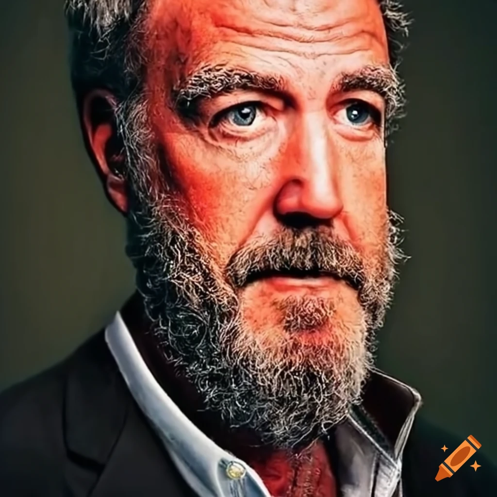 Jeremy clarkson with a long bushy beard on Craiyon