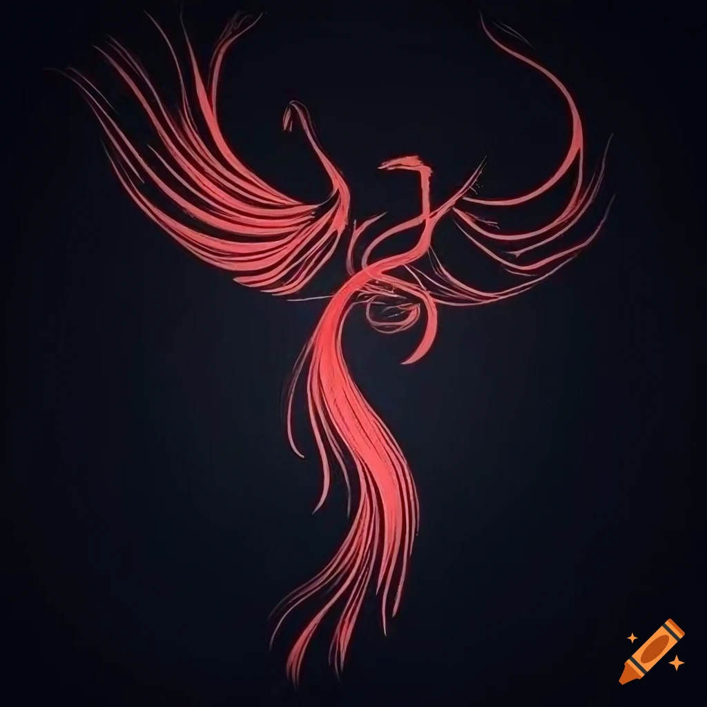 Abstract black and white phoenix rebirth design on Craiyon