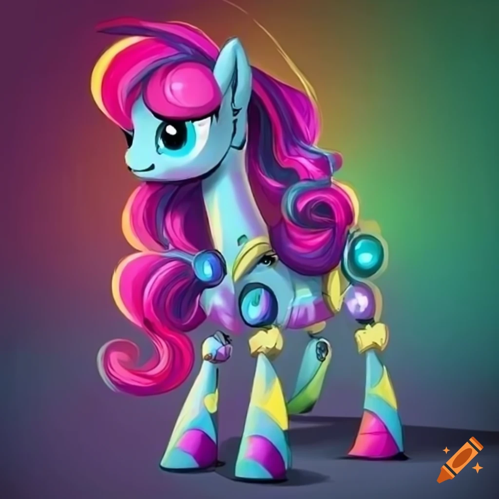 Colorful artwork of a cute My Little Pony robot for animated media on ...