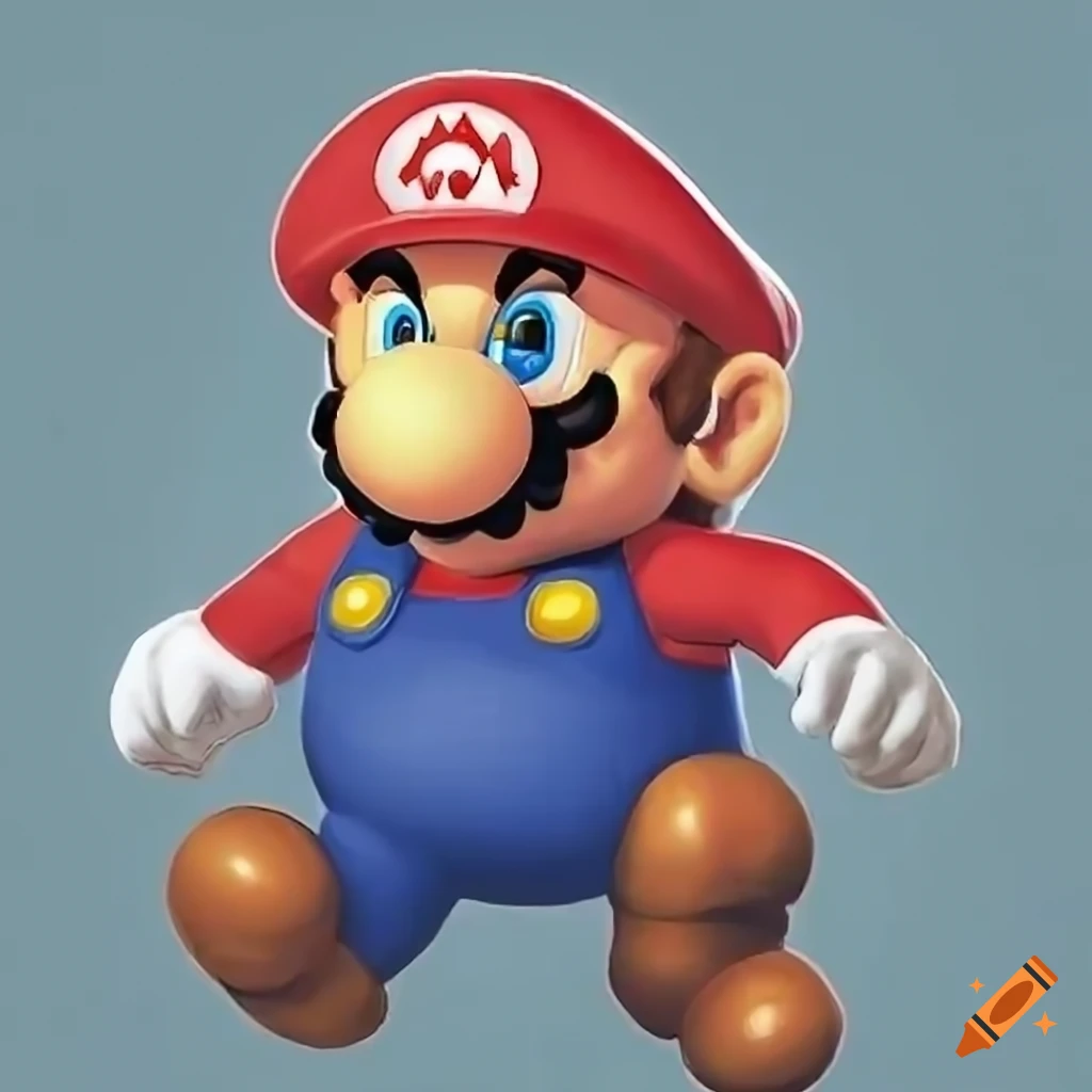 Obese Mario from the game Super Mario 64 drawing on Craiyon