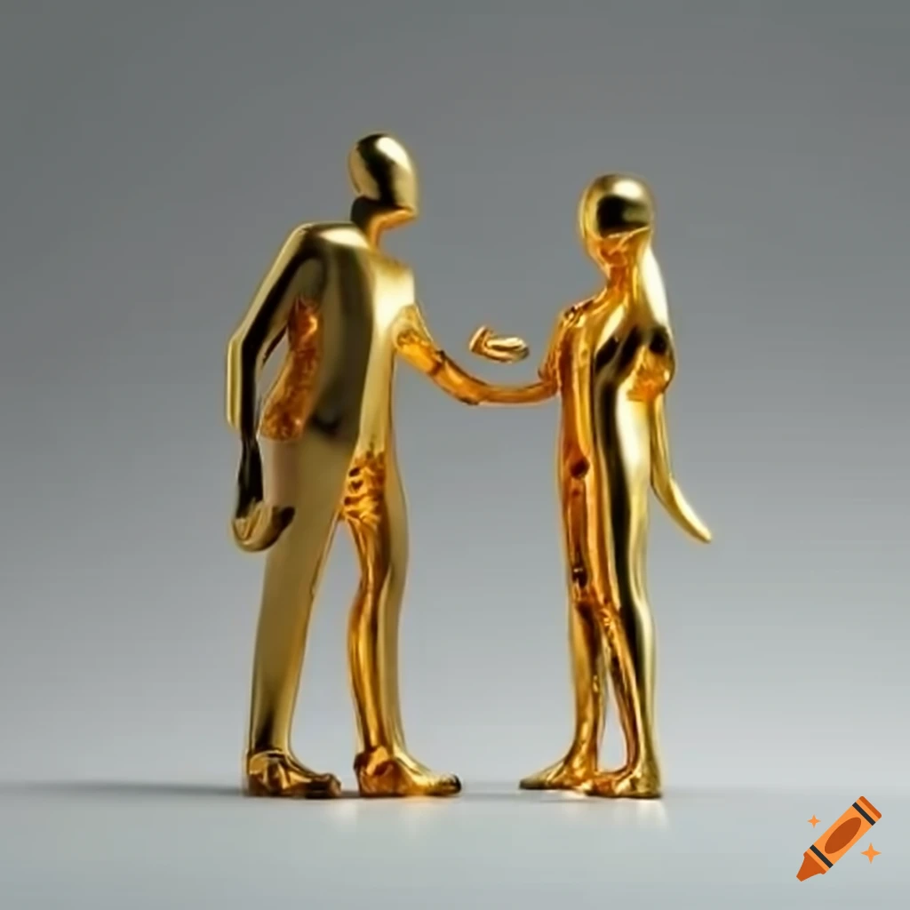 Golden figurine depicting two people arguing on Craiyon