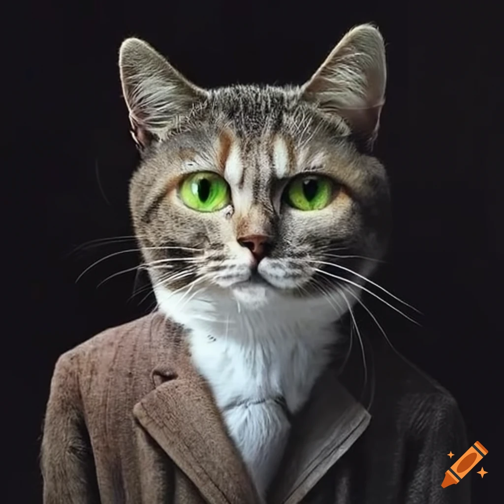 Illustration of alan watts depicted as a cat on Craiyon