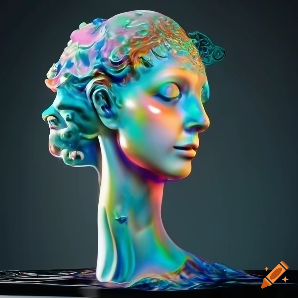 Sculpted 4k ultra hd quality random colored veined marble figures with ...