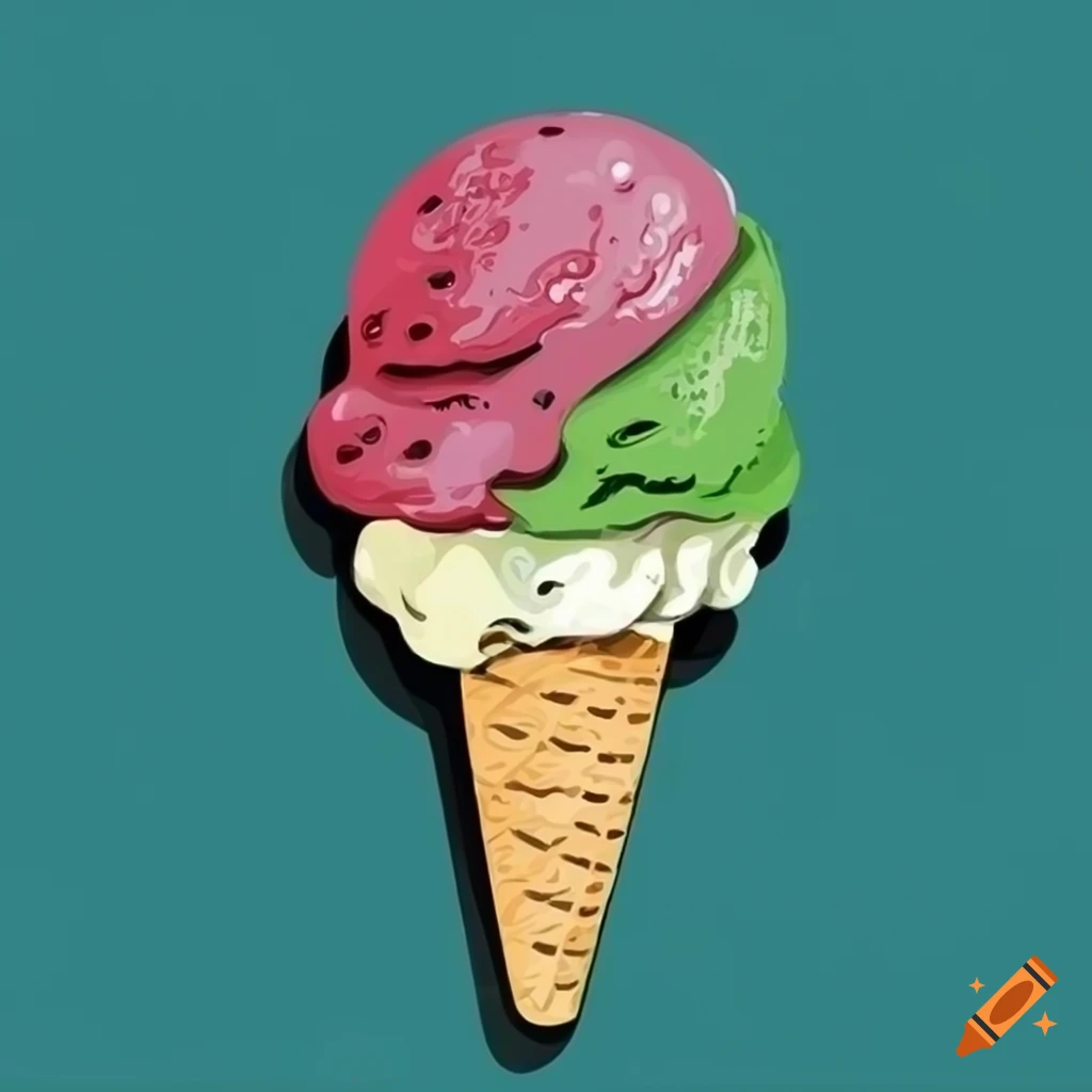 Pop art style illustration of ice cream on Craiyon