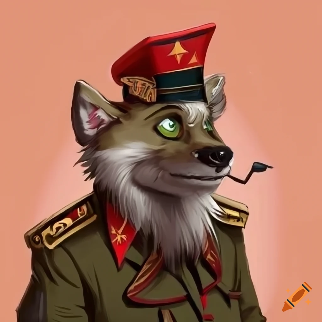 Furry soviet commander on Craiyon