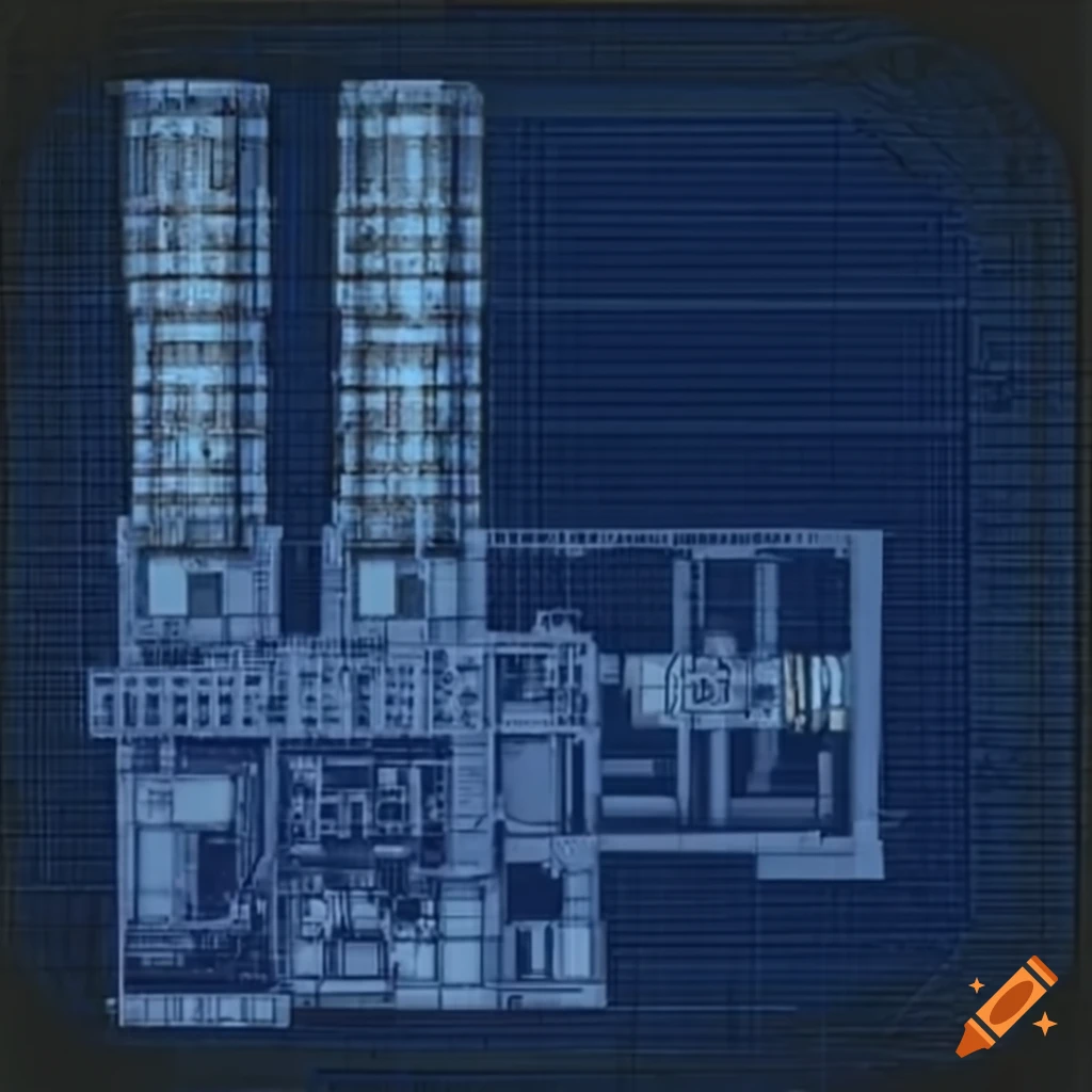Blueprint of a fictional nuclear reactor on Craiyon