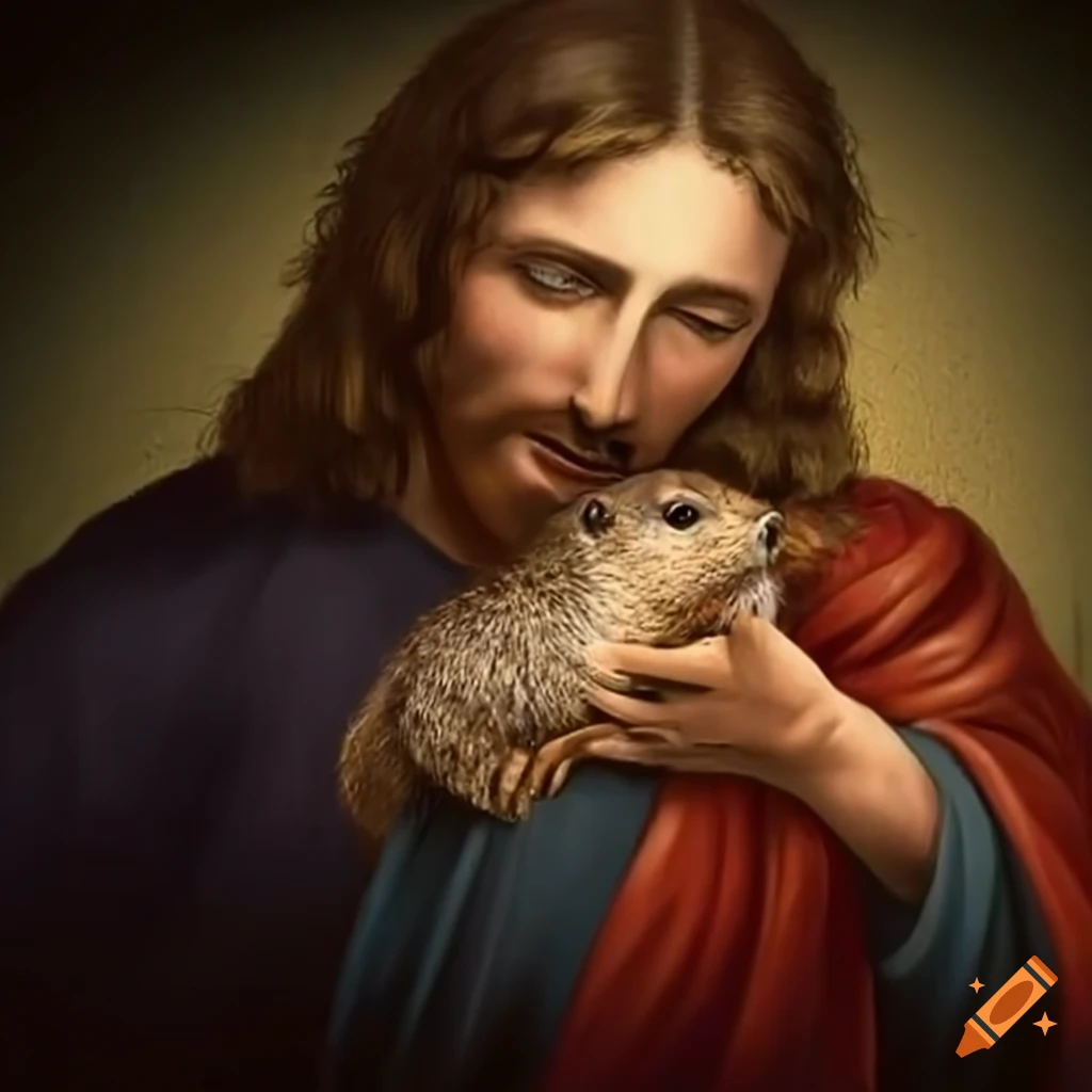 Jesus blessing a groundhog on Craiyon